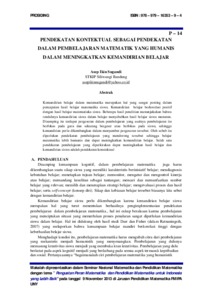 PENDEKATAN KONTEKTUAL SEBAGAI PENDEKATAN DALAM PEMBELAJARAN MATEMATIK YANG HUMANIS DALAM ...